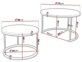 SADA 2x Konferenční stolek RABEN černá/zlatý dub