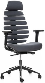 MERCURY kancelářská židle FISH BONES PDH černý plast, tmavě šedá 26-60-5, 3D područky