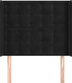 Čelo postele typu ušák černé 83x16x118/128 cm samet 3120046