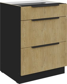 CREMONA cc | dolní skříňka 60 D 3S zásuvková | 60 cm | PREMIUM BOX | černá/cremona