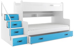 BMS Group Dětská multifunkční postel se schůdky s úložným prostorem MAX 3 200x120 modrá Modrá