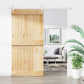 Posuvné dveře s kováním 100 x 210 cm masivní borové dřevo,  3203259