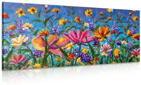 Obraz barevné květiny na louce - 100x50 cm
