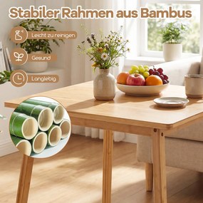 Costway Jídelní stůl z bambusu, čtvercový pro 2-4 osoby – 70 × 70 cm