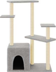 Škrabadlo pro kočky se sisalovými sloupky světle šedé 107,5 cm 172071