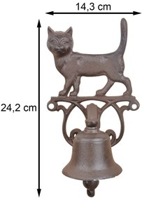 Zahradní zvonek Cat, 24x14 cm, litina, hnědá