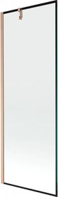 Mexen Next, 1-křídlová vanová zástěna 70 x 150 cm, 6mm čiré sklo - černý vzor, ​​měděná matná, 895-070-000-00-70-65