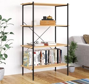 Policový regál se 4 policemi černý a dub 80 x 40 x 130 cm 336344