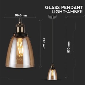 LED Solution Skleněný Amber lustr pro žárovku E27 ø140mm