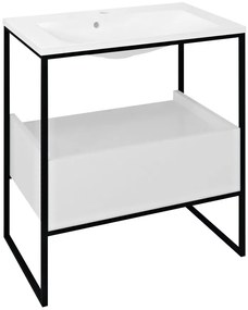 Sapho, SKA konzole pod umyvadlo se zásuvkou 750x850x460mm, černá mat/bílá lesk, SKA602