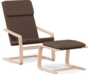 Relaxační křeslo s podnožkou tmavě hnědé textil 3154417