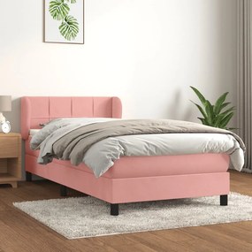 Box spring postel s matrací růžová 100x200 cm samet 3127480