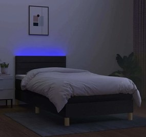 vidaXL Box spring postel s matrací a LED 90x190 cm textil [3133759] Barva: Černá