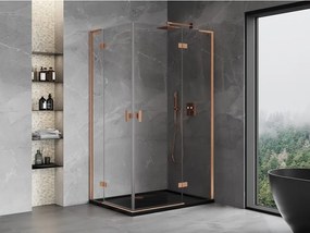 Mexen Mist-H L Duo, 2-křídlý ​​sprchový kout 100 x 105 cm, čiré sklo, měděný matný profil, 8A5L-100L-105P-65-00