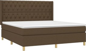 Box spring postel s matrací a LED tmavě hnědá 160x200 cm textil 3139128