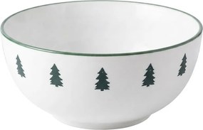 Bílá keramická miska s motivem stromků - Ø 16*7 cm / 500 ml