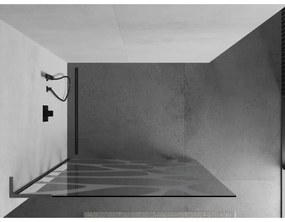 Mexen Kioto L, sprchová zástěna Walk-In 100 x 200 cm, 8mm čiré sklo bílý vzor, ​​grafitový profil, 800-100-103-95-97