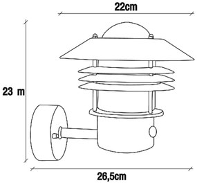Nordlux 25101003 Vejers Sensor, venkovní nástěnné svítidlo, 1x60W, kov, černá, IP54, výška 23cm