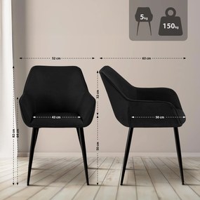 Sada 2 jídelních židlí Vessa látka – černá