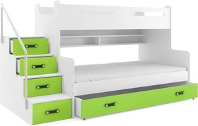 BMS Group Dětská multifunkční postel se schůdky s úložným prostorem MAX 3 200x120 zelená Zelená