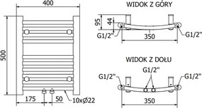 Mexen Ares koupelnový radiátor 500 x 400 mm, 142 W, zlatý - W102-0500-400-00-50