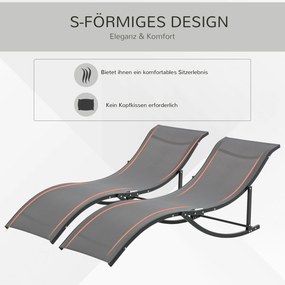 Outsunny sada 2 lehátek zahradní lehátka látková relaxační lehátka ergonomická hliníková Texteline tmavě šedá 165 x 61 x 63 cm | Aosom