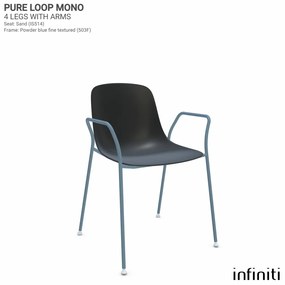 Židle Pure Loop Mono s opěradly Barva kovové konstrukce: Powder blue 503F, Barva sedáku a opěradla z recyklovaného plastu: Coal black IR8022