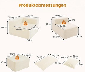 Costway Modulární manšestrová pohovka ve tvaru U/L Moderní rohová pohovka