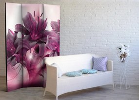 Pokojová zástěna Fialový plamen - fialový liliový květ s ozdobami na pozadí světla