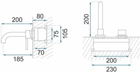 Rea Lungo Long, podomítková umyvadlová baterie + BOX, grafitová matná, REA-B6390