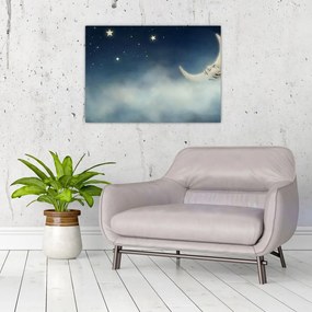 Obraz - Měsíc s hvězdami (70x50 cm)