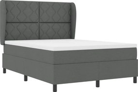 Postel s boxspringem s čelo Tmavě šedá 140 x 190 cm textil 3340621