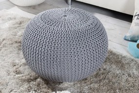 Pouf Leeds 50cm šeda pletená židle