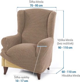 Super strečové potahy NIAGARA oříšková křeslo ušák (š. 70 - 95 cm)