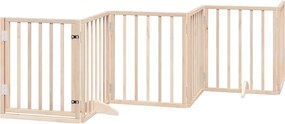 Zábrana pro psy s dvířky skládací 9 panelů 450 cm topol 3155529
