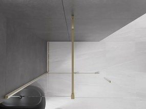 Mexen Velar, posuvné dveře do otvoru typ Walk-In 140 cm, 8mm čiré sklo, zlatá lesklá, 871-140-000-03-50