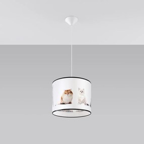 Dětské závěsné svítidlo Kitty, 1x plastové stínítko se vzorem, (fi 30 cm)