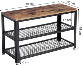 Supplies botník na boty se sedákem v rustikálním stylu - hnědý