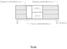 Tmavě šedá nízká komoda 180x76 cm Corvo - Teulat