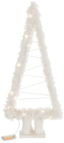 Bílý chlupatý svítící stromek na noze Tree Fur White - 30*10*70 cm