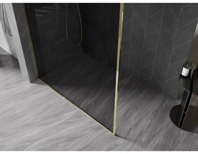 Mexen Kioto-XF, sprchová zástěna s rámem 160 x 202 cm, 10mm šedé sklo, zlatý lesklý profil, 800-160-104-50-40-X