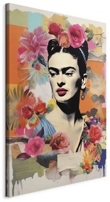 Portrait of the Painter - Frida Kahlo on a Pastel Floral Background [Large Format]