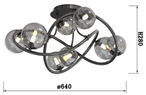 Wofi 9014-805 - LED Přisazený lustr NANCY 8xG9/3,5W/230V černá/chrom