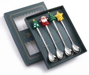 Vánoční příbor s vánočními motivy - 4 ks Barva: 4PCS-Silver-B1
