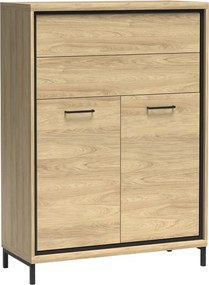 MEDIOLAN | komoda M6 s policí a zásuvkami + KOVOVÉ NOŽIČKY | 92,2 cm | natural hikora