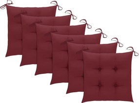 vidaXL Skládací zahradní židle s poduškami 6 ks masivní akácie [3074964] Barva: vínová červená