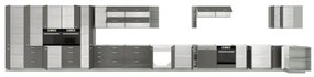 Nábytek Elegance Kuchyňská linka GRÉTA 120/180cm = Dolní skříňky: 80cm dřezová, 40cm zásuvková, Horní skříňky: 80cm plná, 40cm, 60cm digestořová.