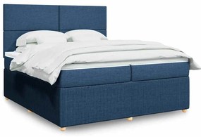 Box spring postel s matrací modrá 200x200 cm textil 3292162