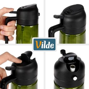 VILDE Skleněný rozprašovač a dávkovač na olej 2v1 450ml - zelené sklo