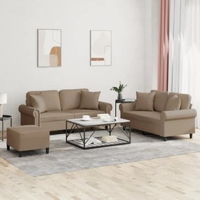 3dílná sedací souprava s polštáři cappuccino umělá kůže 3202169